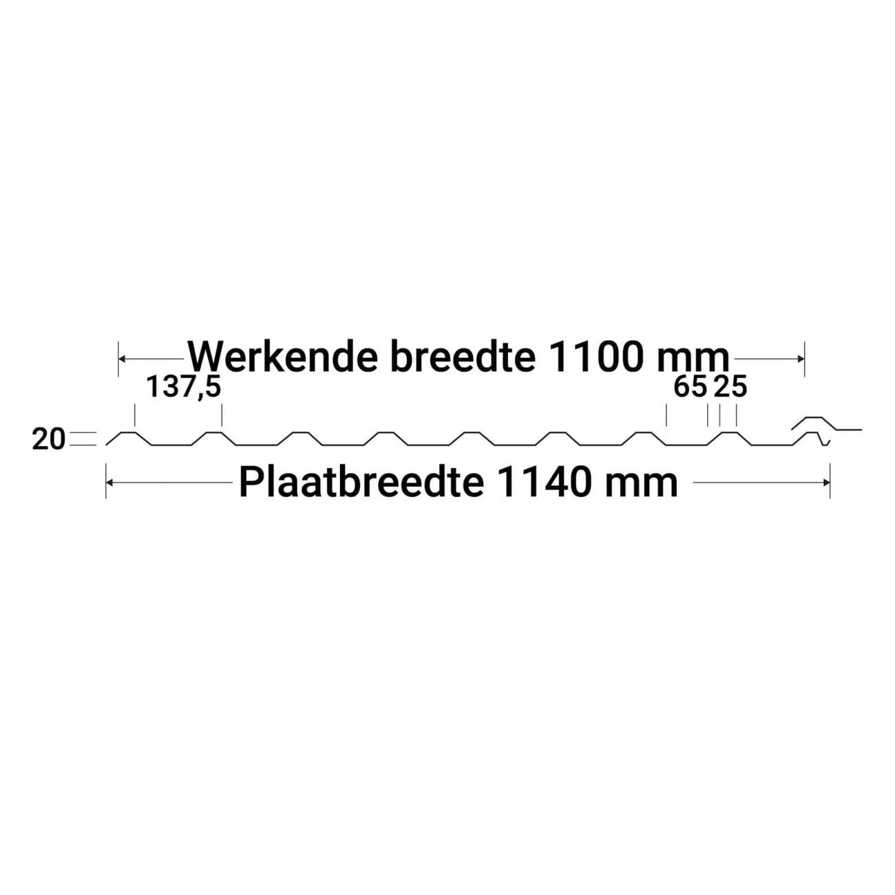 Polycarbonaat damwandplaat | 20/1100 | 1,00 mm | Helder | 6,00 m | HMG