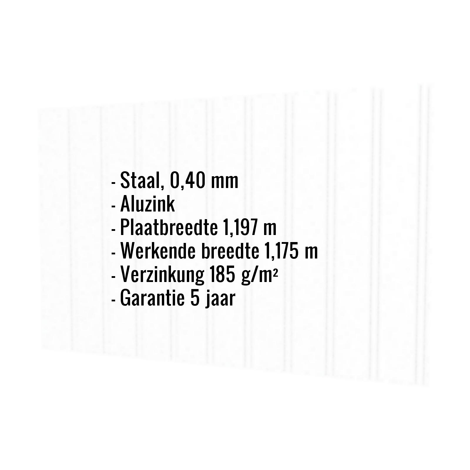 Damwandplaat T7M | Gevel Staal 0,40 mm | Aluzink | Zilvergrijs