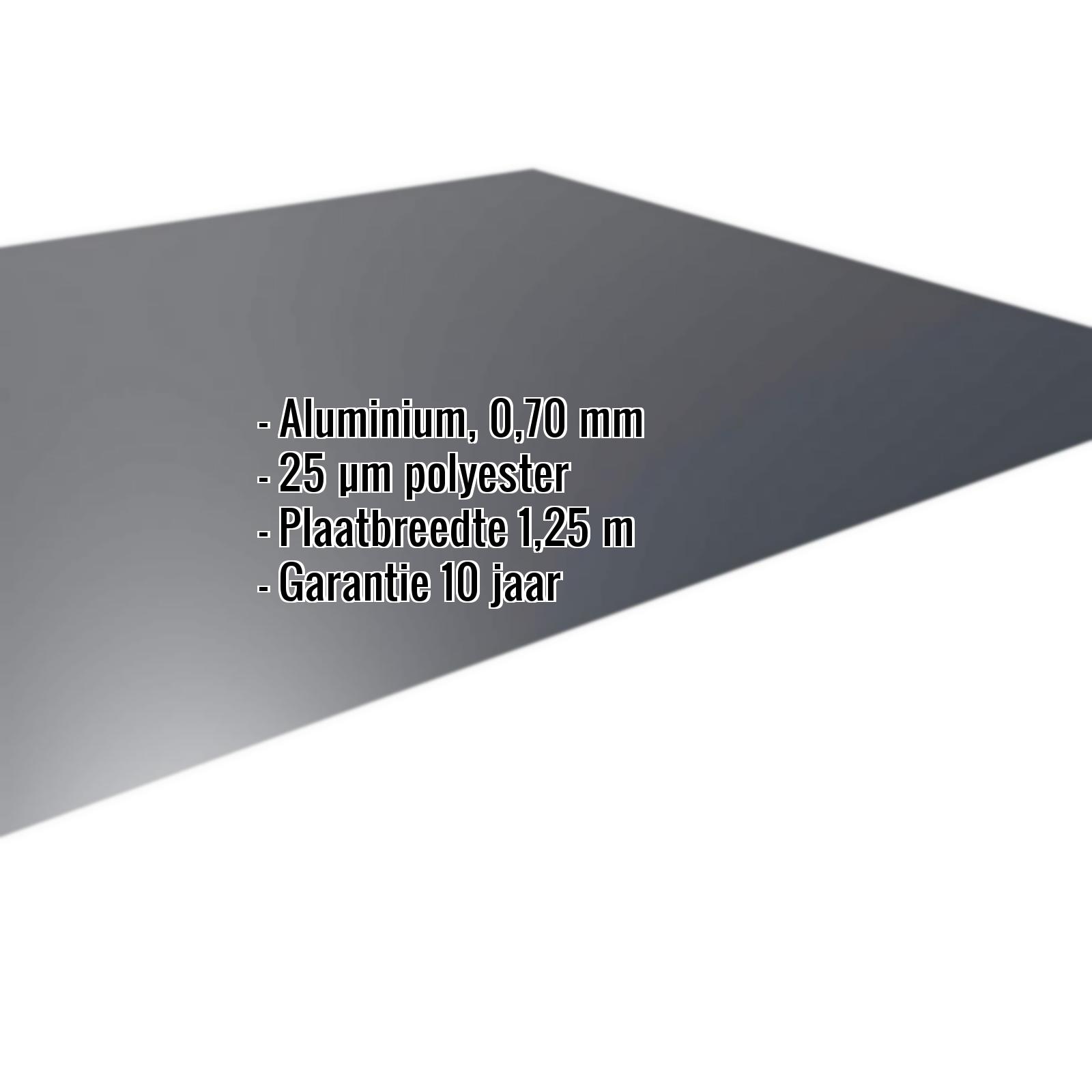 Vlakke plaat Aluminium 0,70 mm | 25 µm Polyester | 7016 - Antracietgrijs