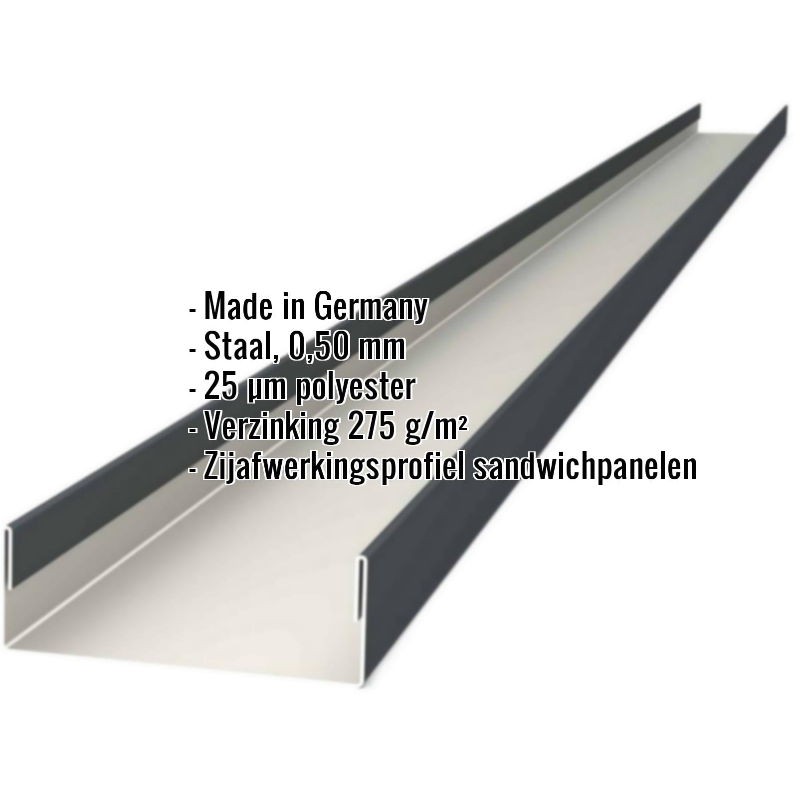 U-profiel | 30 x 63 x 30 x 3000 mm 0,50 mm Antracietgrijs (RAL 7016) 25 ...