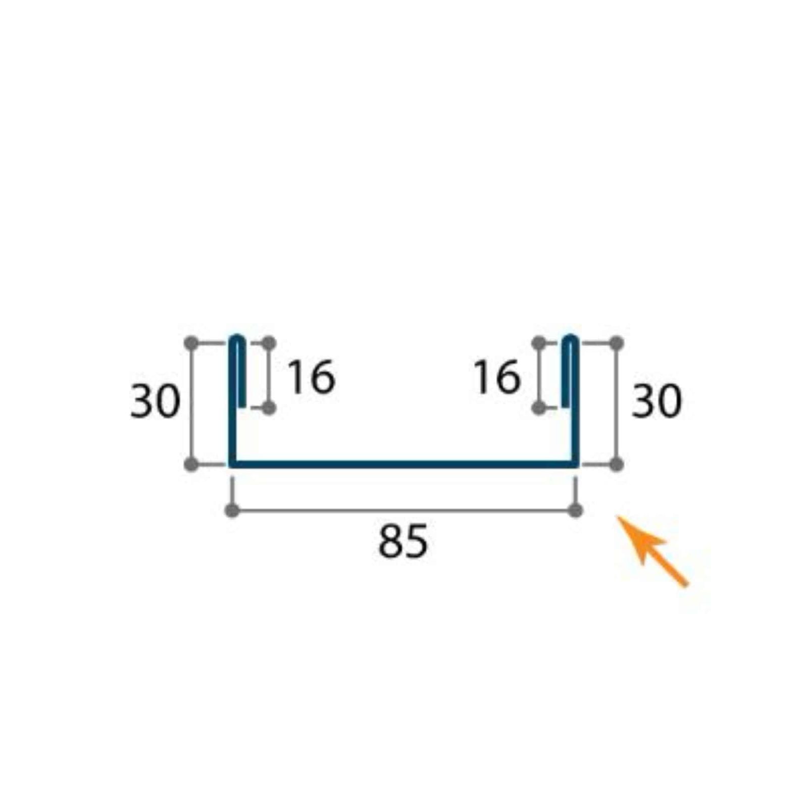 U-profiel | 30 x 63 x 30 x 3000 mm 0,50 mm Antracietgrijs (RAL 7016) 25 ...