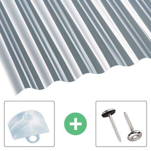 Polycarbonaat golfplaat | 76/18 | Voordeelpakket | 0,80 mm | Helder ...